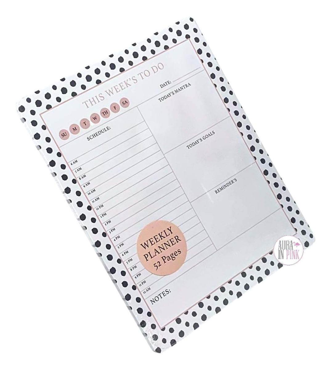 Votum This Week's To Do Black & White Polka Dot Print Weekly Planner P ...
