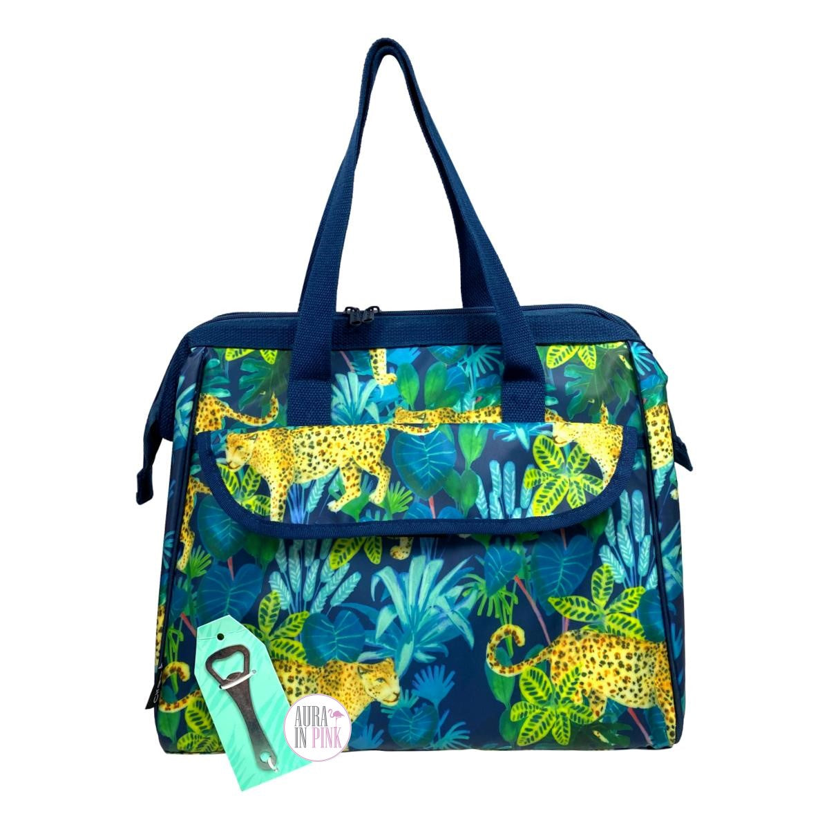 Ciroa Just Chill Jungle Leopards Insulated Cooler Bag w/Keychain Bottl ...