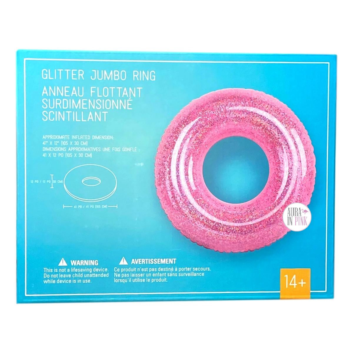 Clear Pink Iridescent Glitter Inflatable Jumbo Tube Pool Float – Aura ...