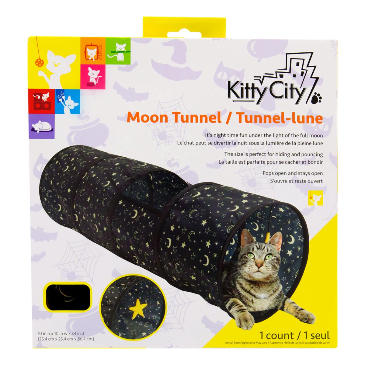 Kitty City Moon Tunnel Moons & Stars Tunnel w/Dangling Star Cat Toy ...