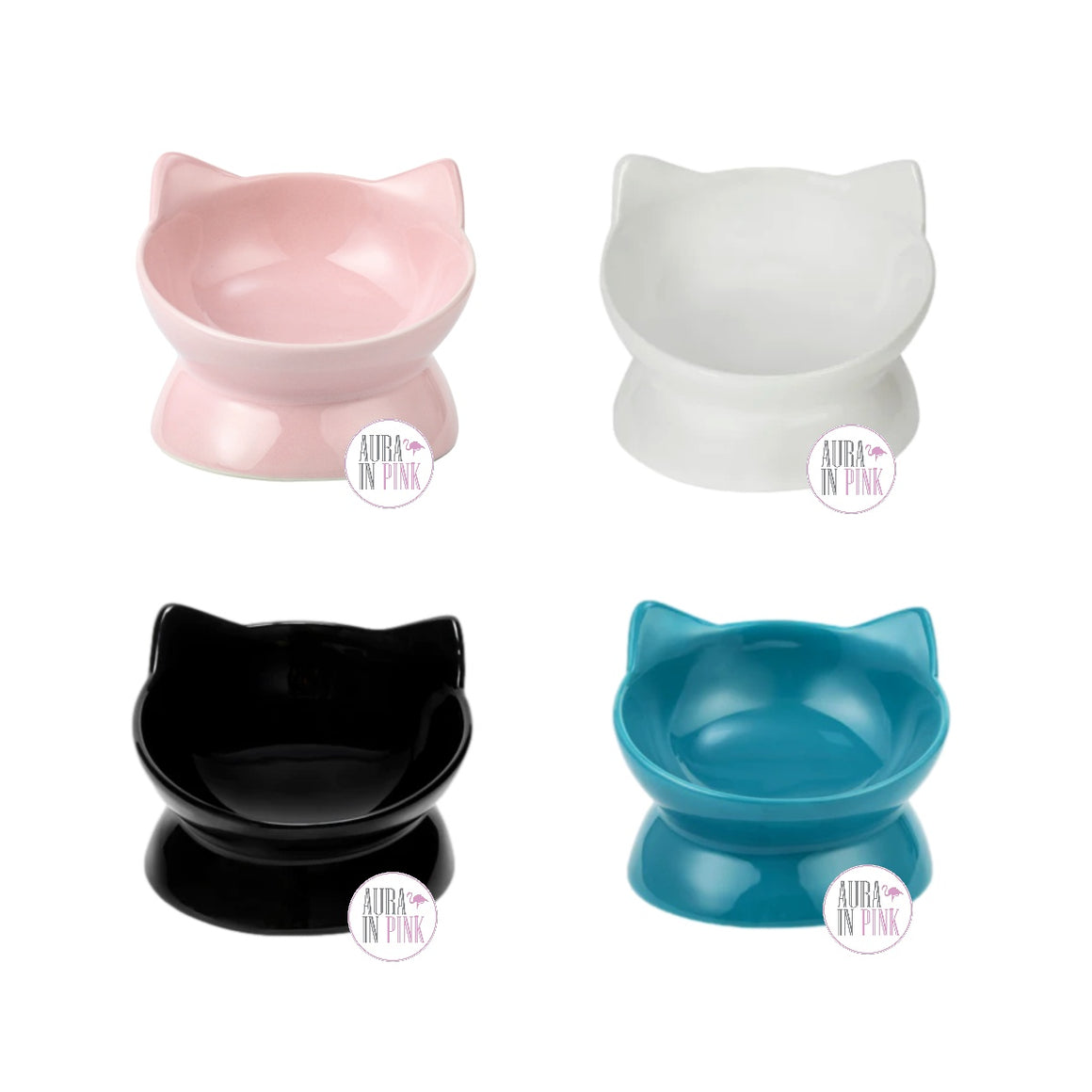 Park Life Designs Oscar Tilt Cat Dishes - Pink, Black, White, Teal Blu ...