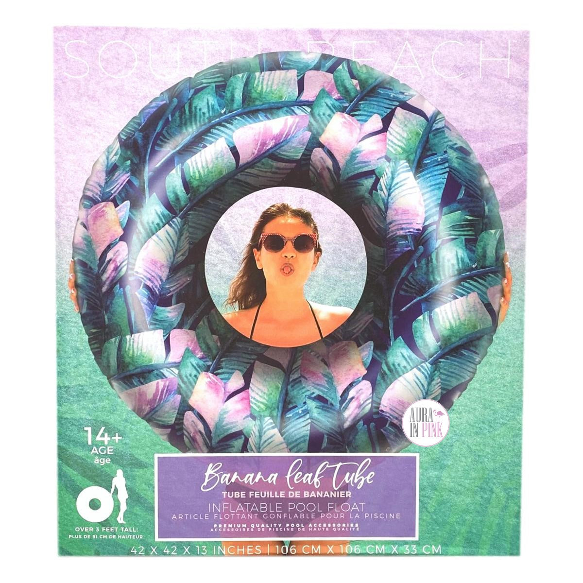 South Beach Tropical Collection Inflatable Banana Leaf Tube Pool Float ...