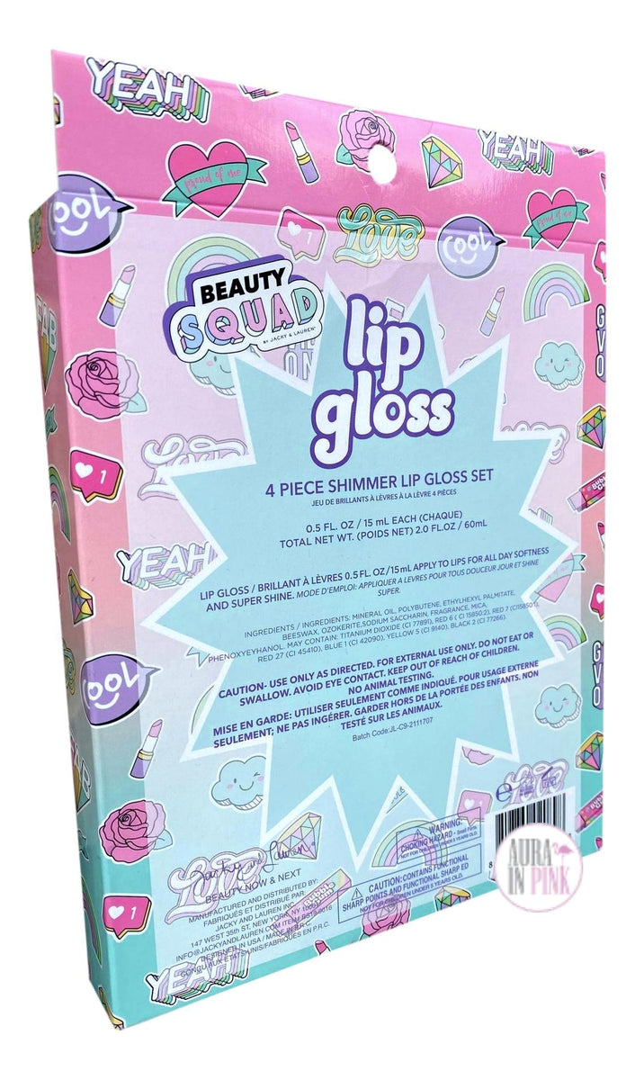 Beauty Squad 4-Pc Flavored Shimmer Lip Gloss Set - Vanilla, Cupcake, S ...