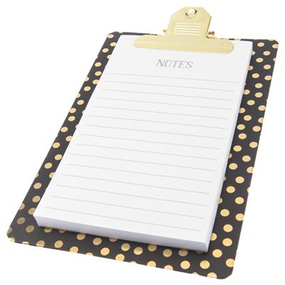 Gold Dots Mini Clipboard with Notepad – Aura In Pink Inc.