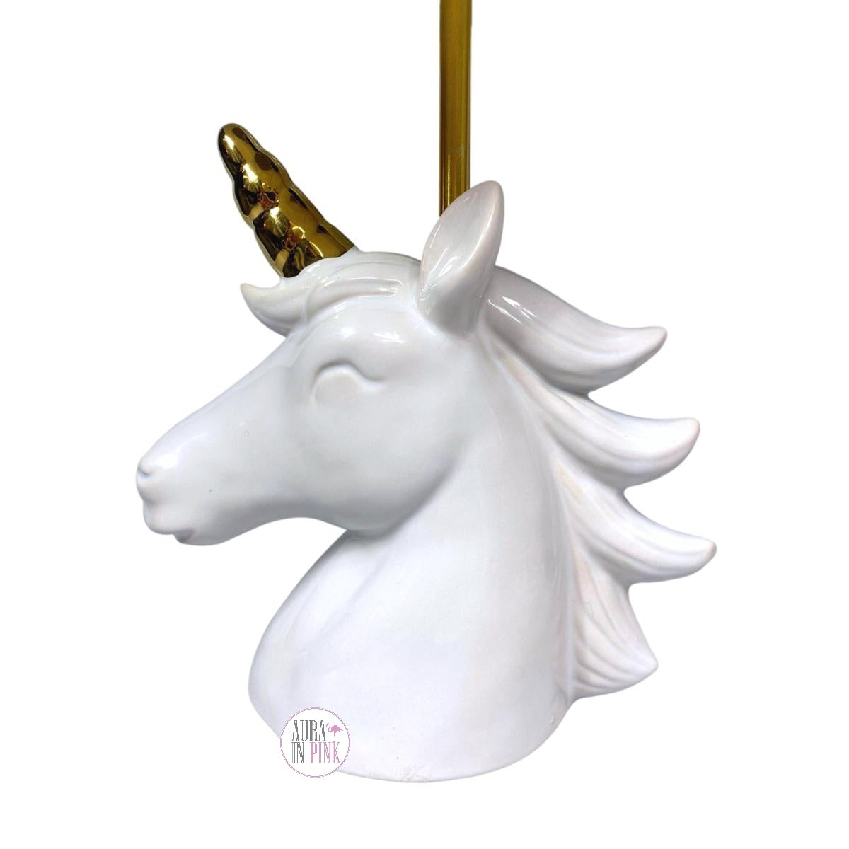 Cooper Ridge Glossy White & Gold Ceramic Unicorn Lamp – Aura In Pink Inc.