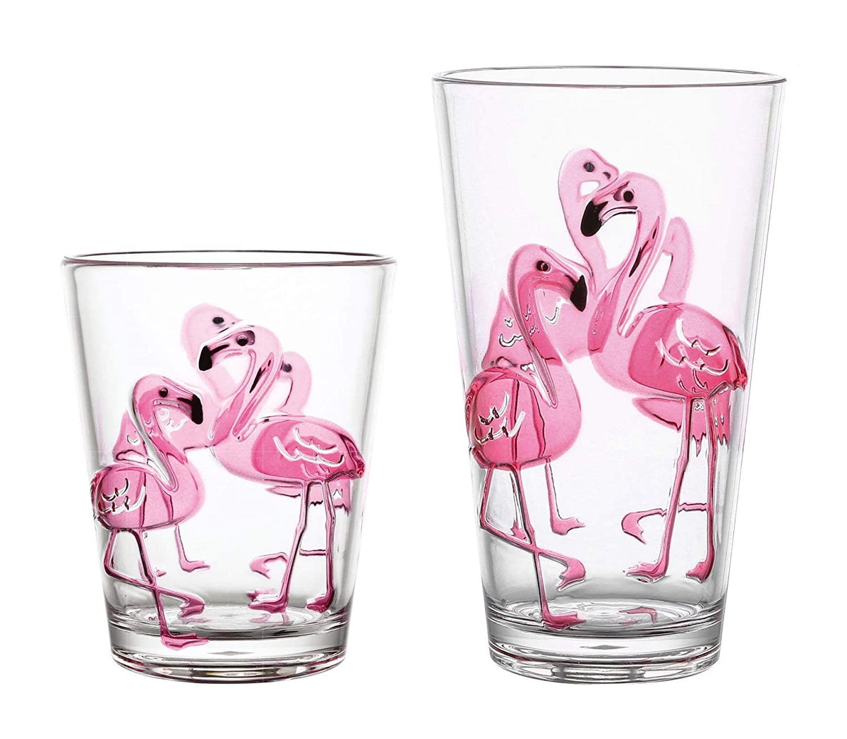 Tommy Bahama Debossed Pink Flamingo Clear Outdoor Drinkware Sets of 4 ...