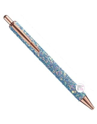 Eccolo Iridescent Blue Glitter Sparkle Pen – Aura In Pink Inc.
