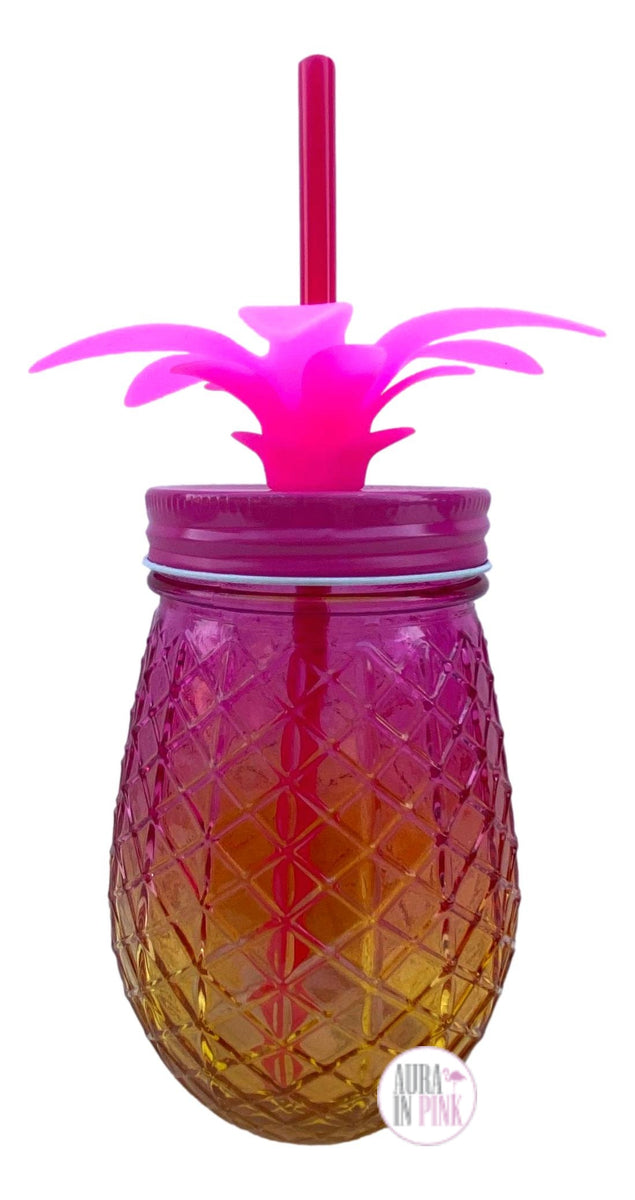 Fabulous Pineapple Sipper Glasses w/Lids & Reusable Straws - Assorted ...