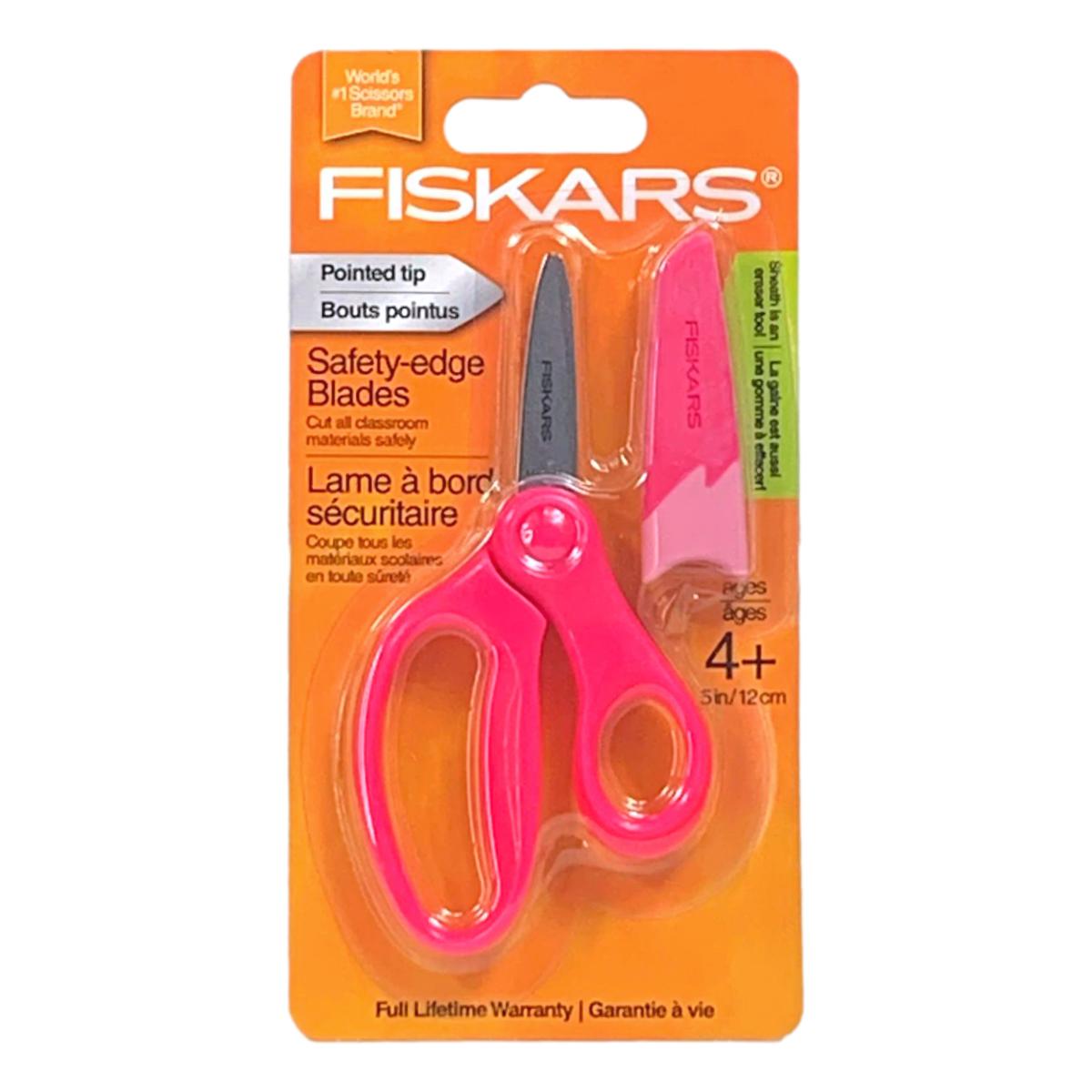 Fiskars Pink Pointed Tip Safety Edge Scissors w/Eraser Sheath – Aura In ...