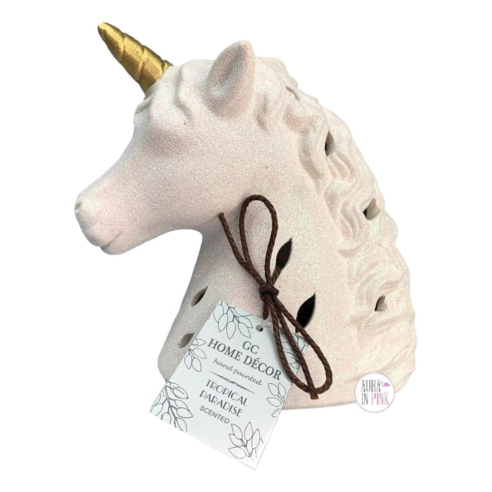 GC Coastal Tropical Paradise Iridescent Glitter Ceramic Unicorn Scente ...