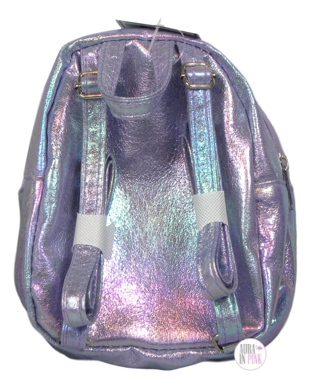 Iridescent Lavender Shimmer Quilted Mini Backpack Bag – Aura In Pink Inc.
