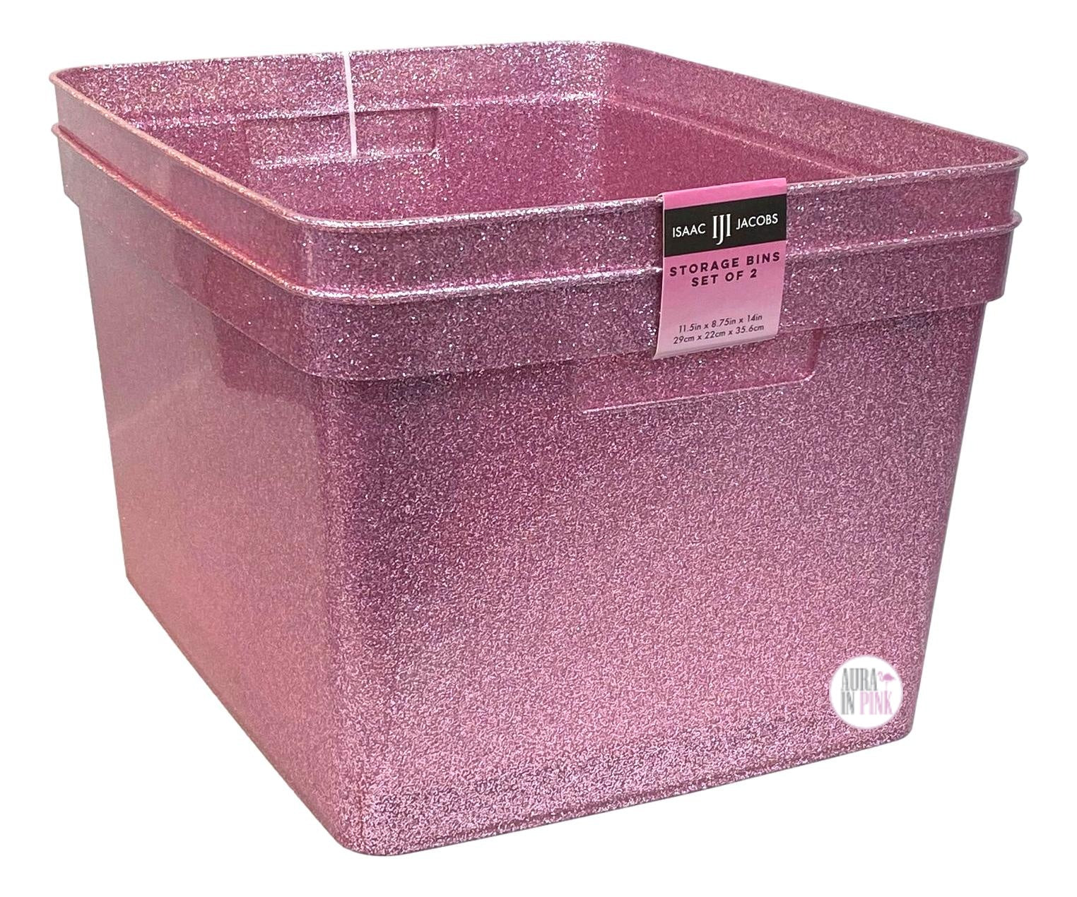 Isaac Jacobs Glitter Beauty Accessories Pink Glitter Storage Organizer ...