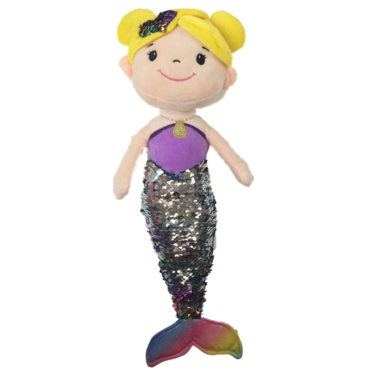 Linzy Plush Under The Sea Blonde Mermaid w/Metallic Rainbow Flip-Sequi ...