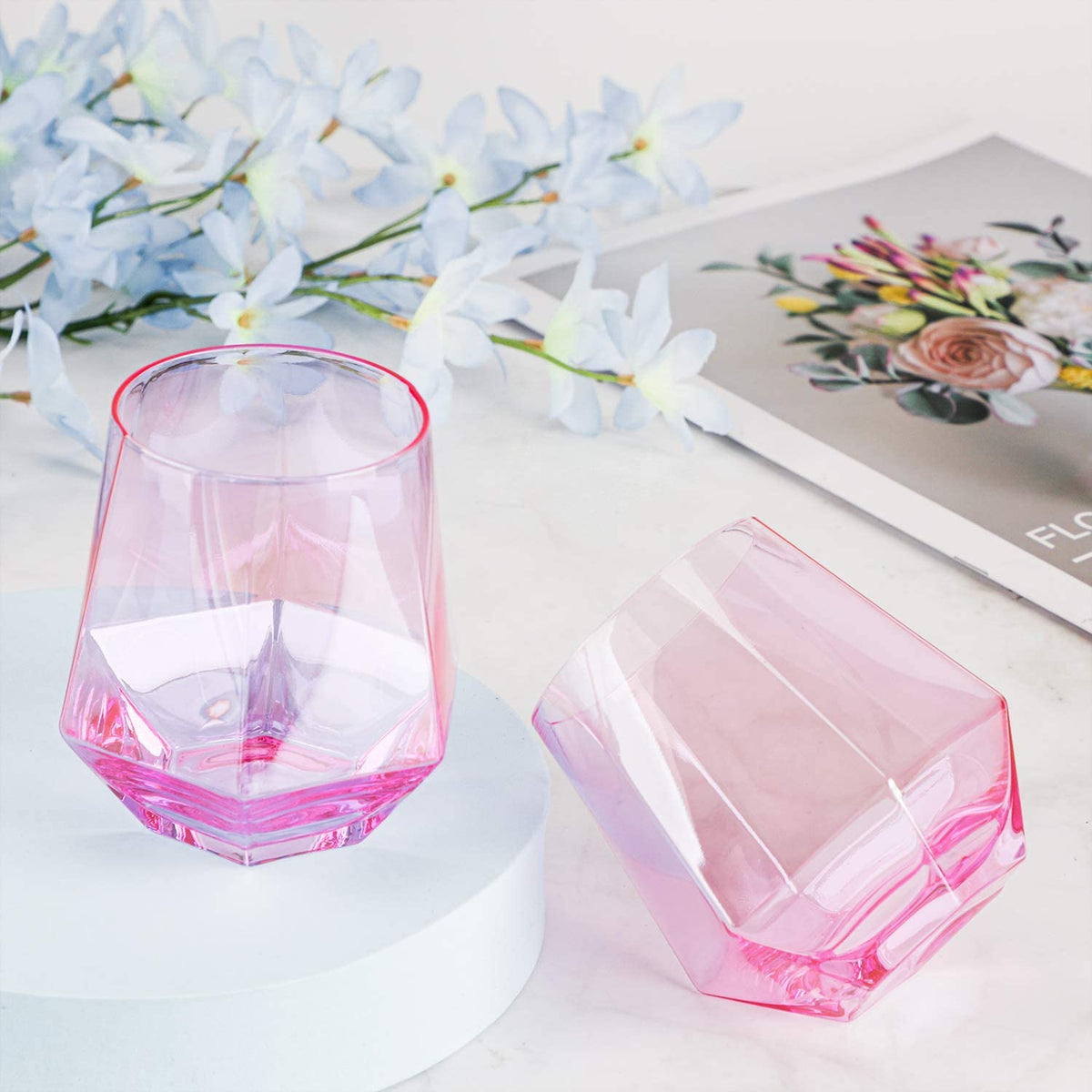 Luxe Habitat Pink Diamond Old Fashioned Rock Glasses Set Of 2 – Aura In ...