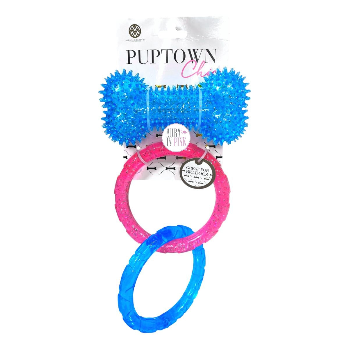 Macbeth Collection Puptown Chic Pink & Blue Glitter Bling Spikey Bones ...