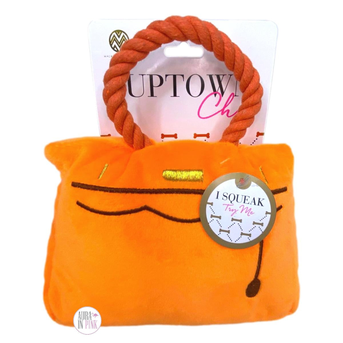 Macbeth Collection Puptown Chic Orange Barkin Bag Purse Squeaky Plush ...