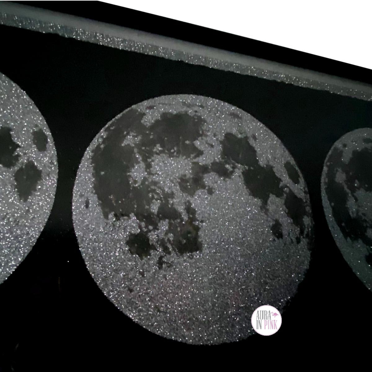 Marmont Hill Silver Glitter Moon Phases Framed Art Print In Glass 24 ...