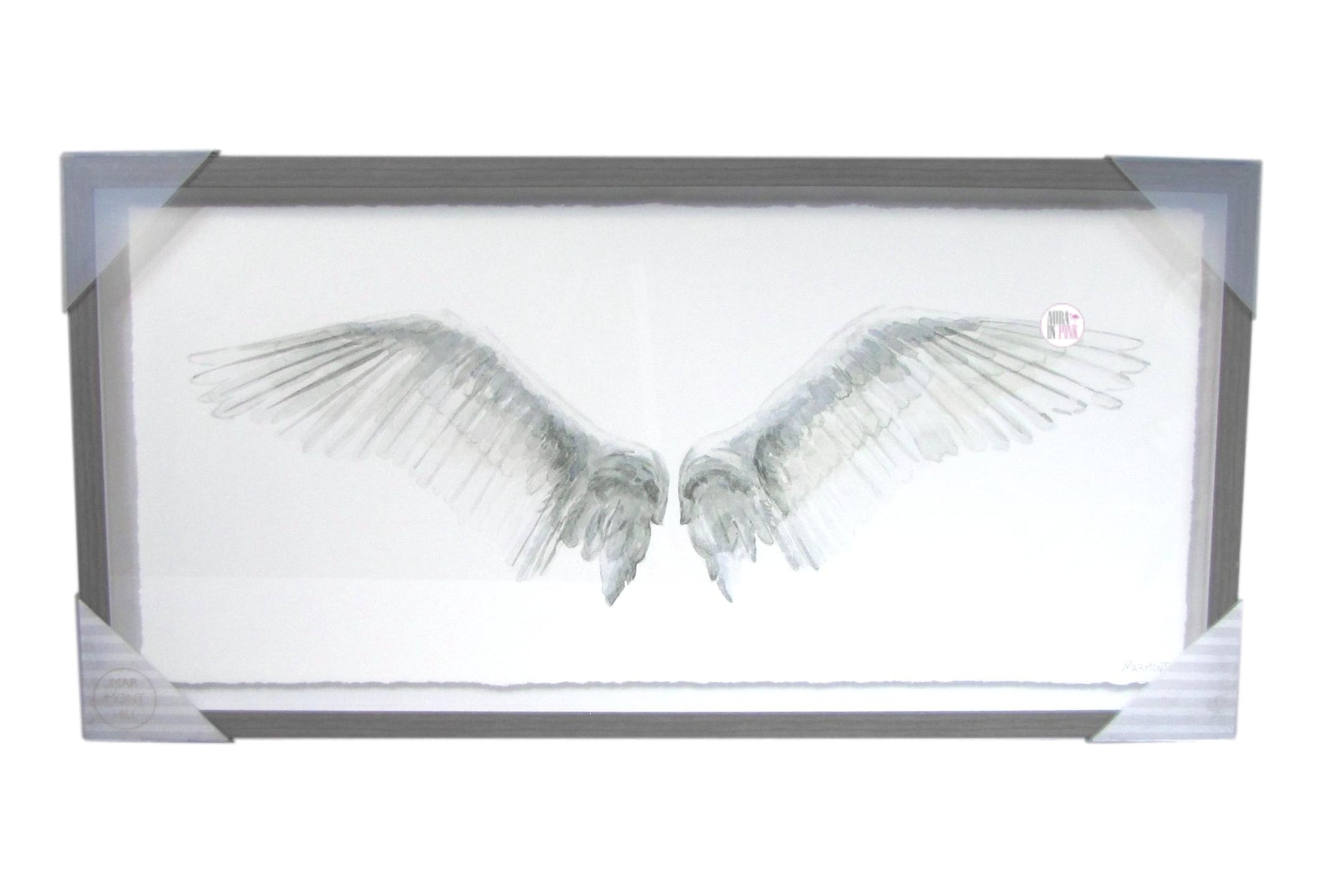 Marmont Hill Wing Span Angel Wings Framed Art Print In Glass 24" x 12 ...