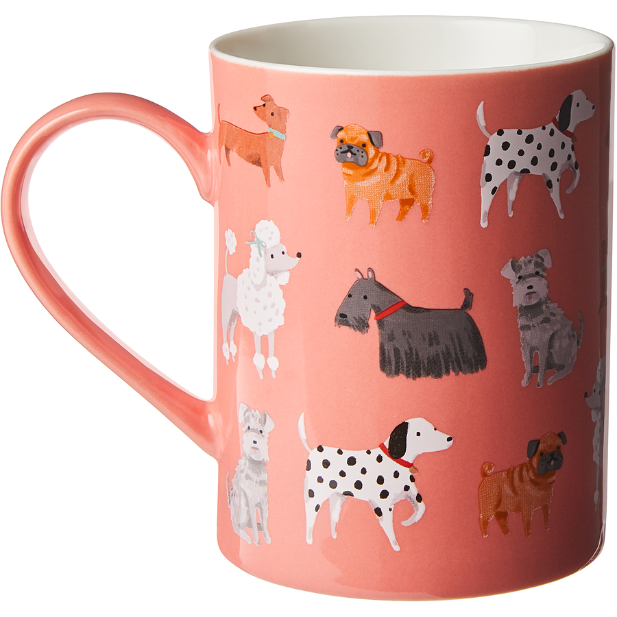 Mornings Are Ruff Variety Dog Breeds Coral New Bone China Coffee Mug ...