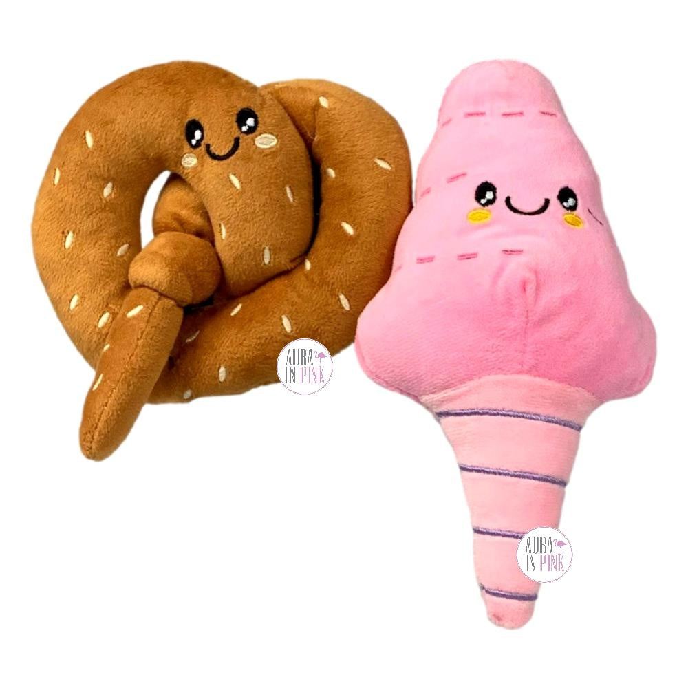 Posh Paws Pretzel & Cotton Candy Squeaky Plush Dog Toy Set of 2 – Aura ...