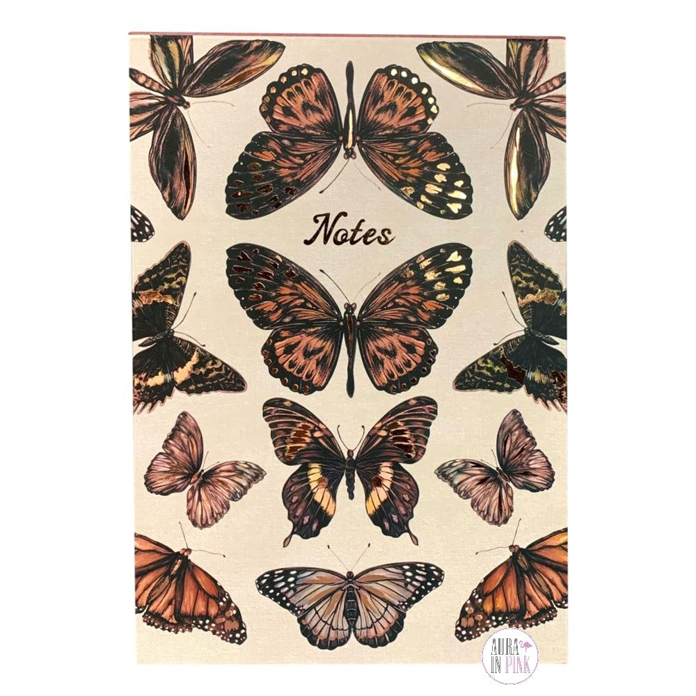 Punch Studio Notes Variety Butterflies Rose Gold Embellished Ruled Fli ...