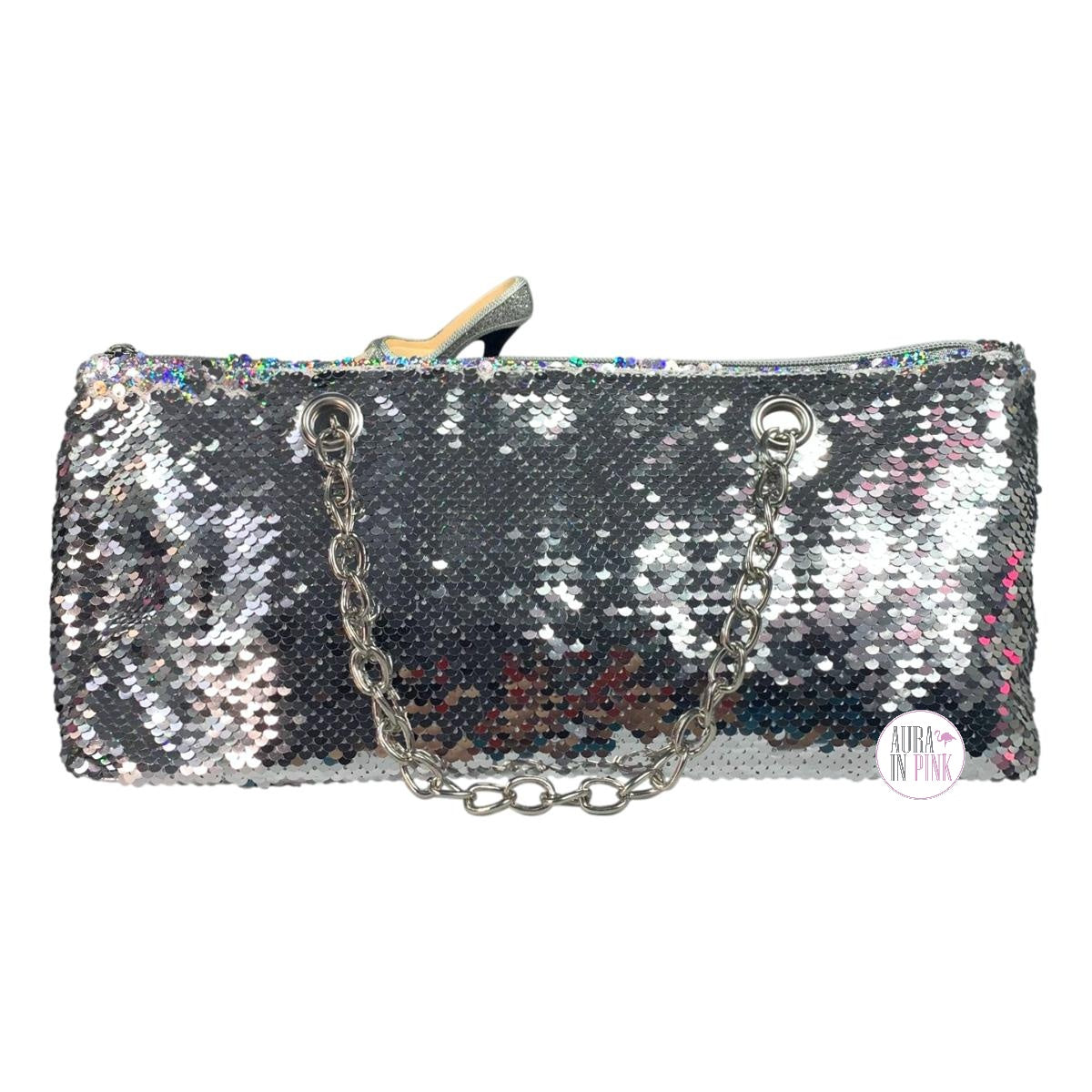 Wink By Wild Eye Designs Silver Sequin Insulated Wine Bag w/High Heel ...